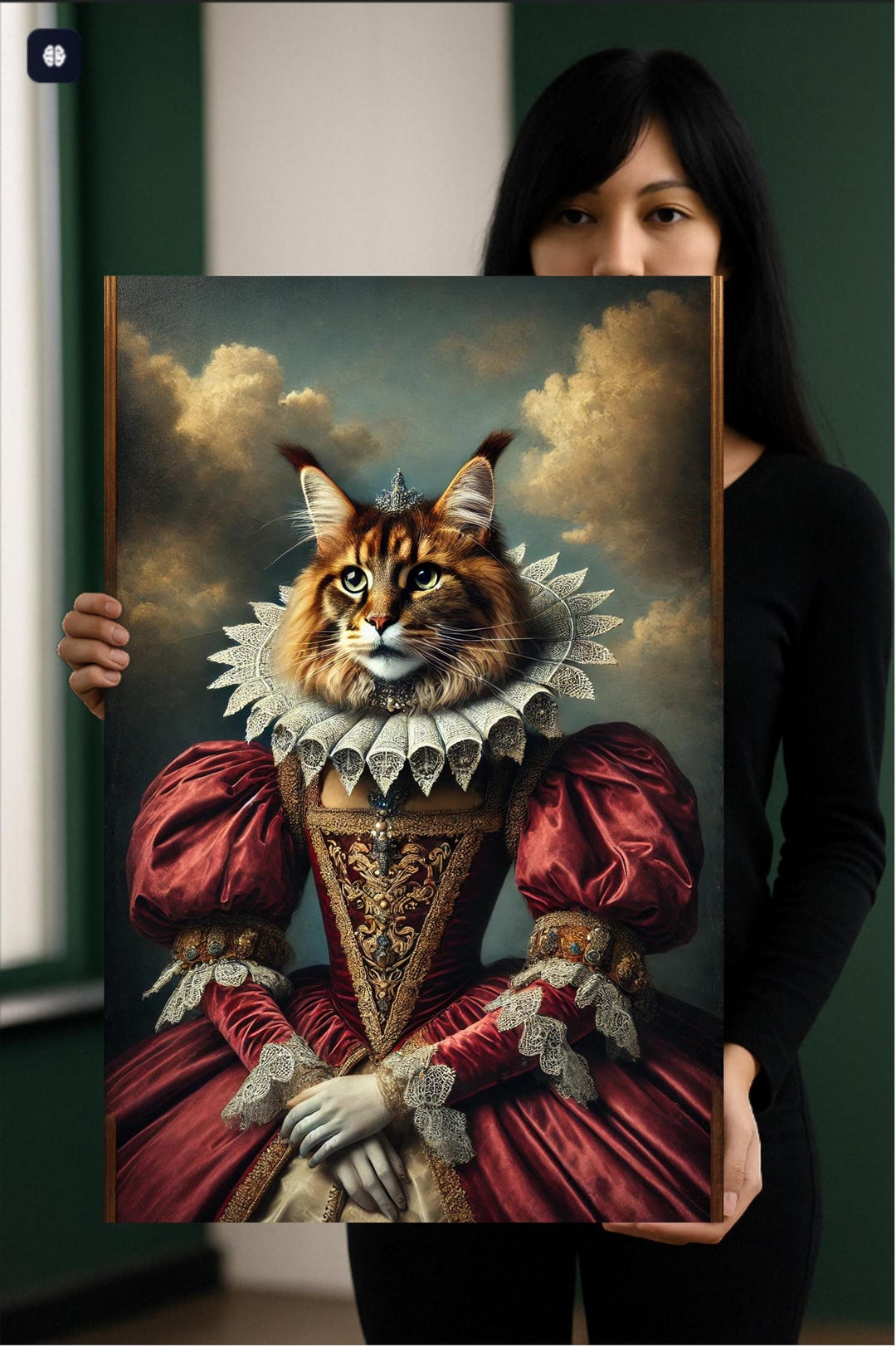Custom Royal Pet Portrait –queen Cat Portrait From Photo, Elizabethan ...