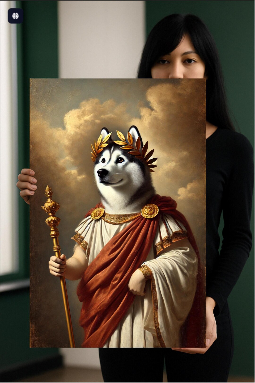 Custom Roman Emperor Dog Portrait – Regal Husky Pet Art in Ancient ...
