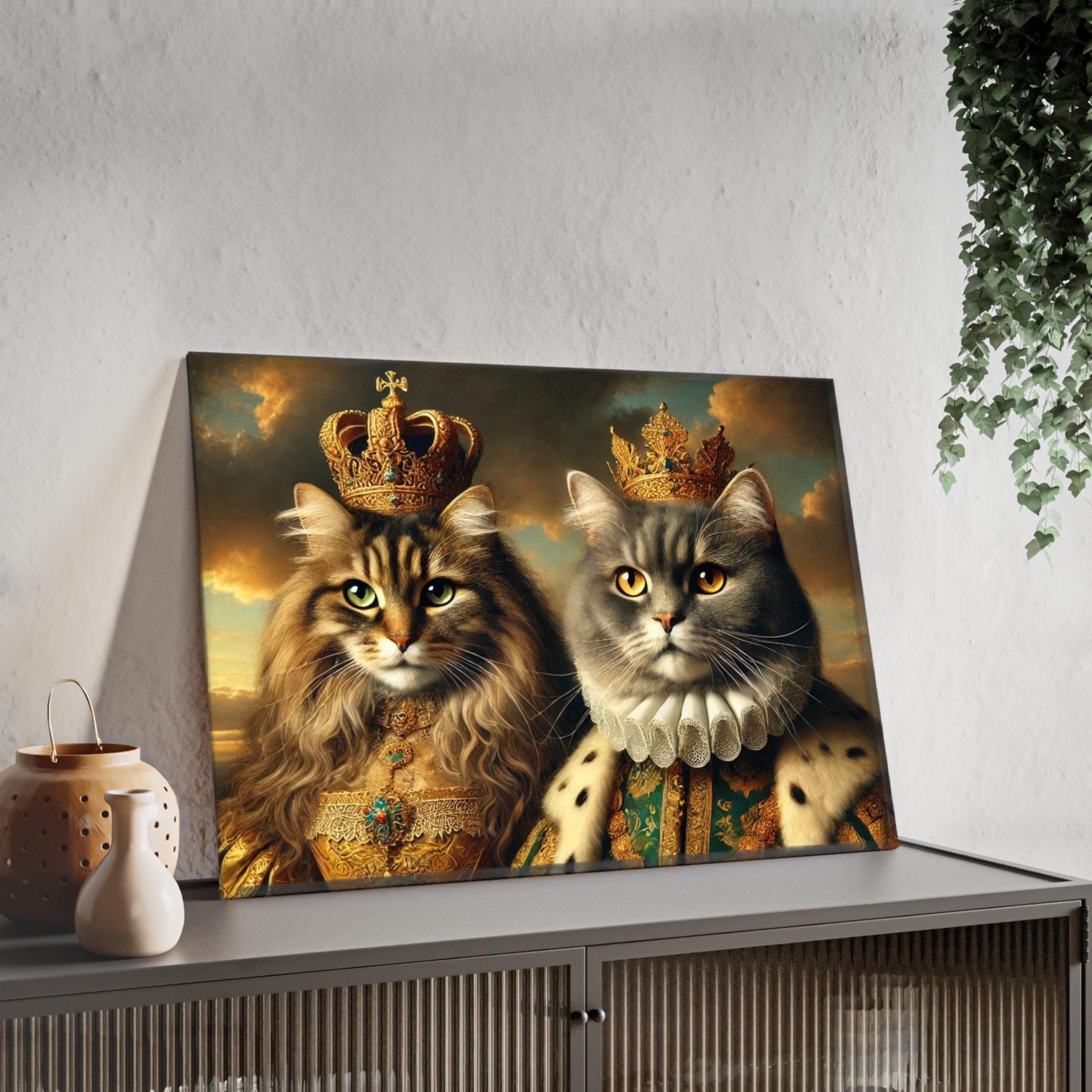 Custom Rococo Cat Couple Portrait – Printable Digital Pet Art in Pink ...