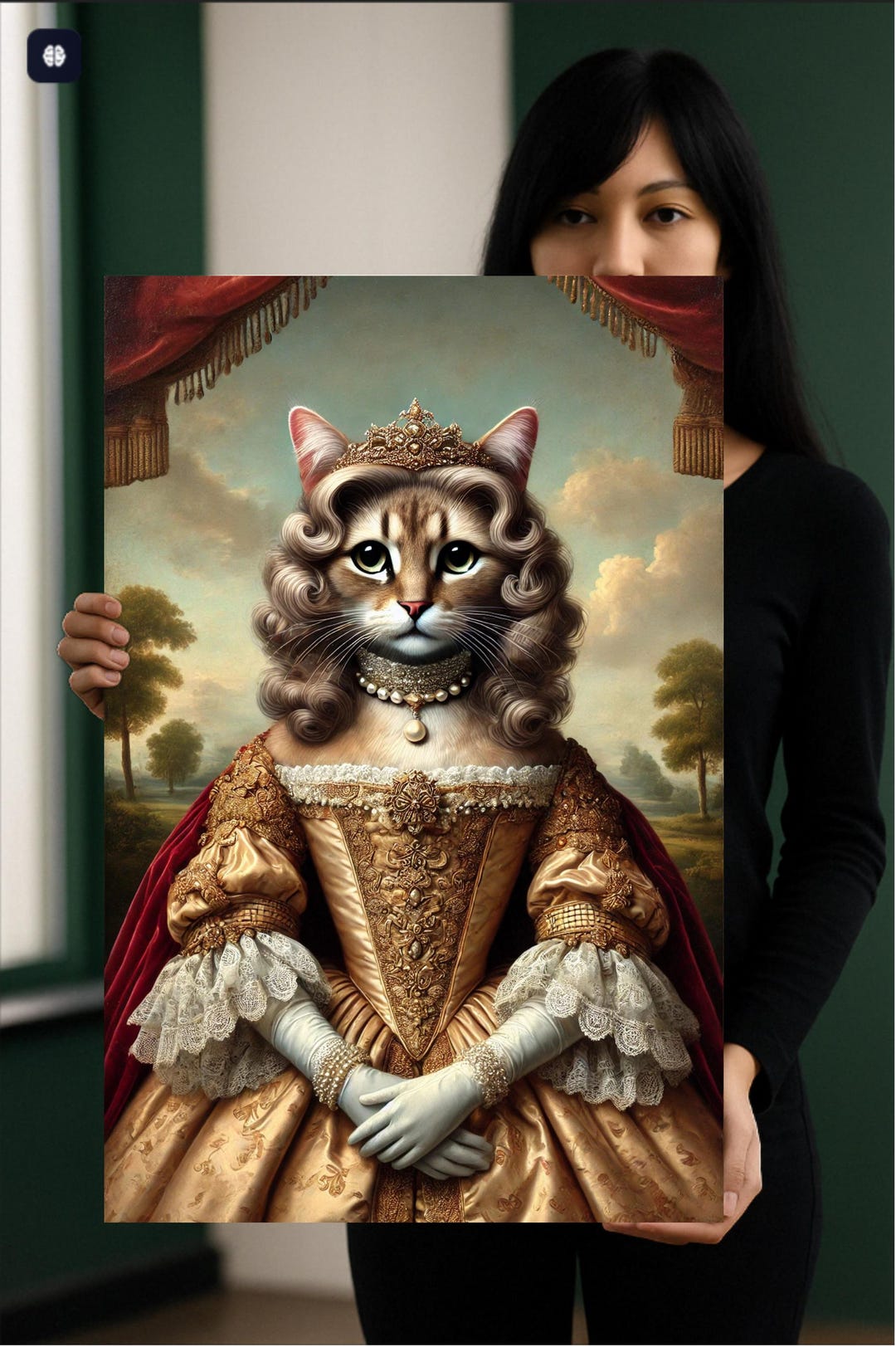 Custom Royal Cat Portrait – Baroque Pet Queen Painting From Photo ...