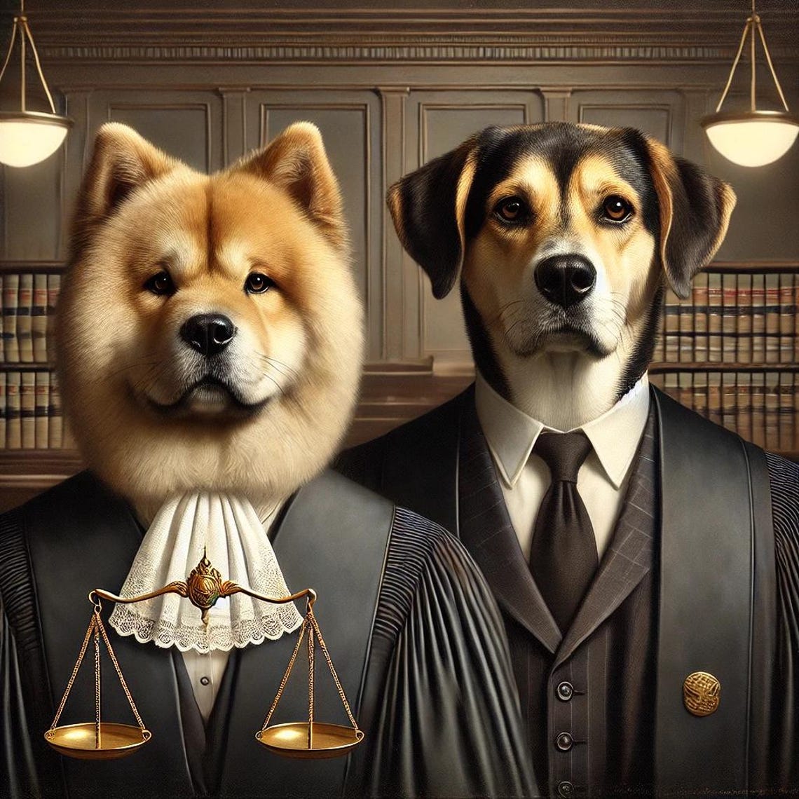 Courtroom Canines – Legal Dog Duo in Judge & Lawyer Robes | Printable ...