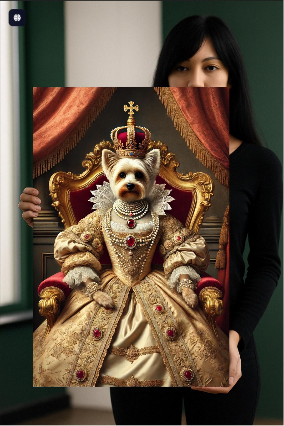 Custom Royal Dog Portrait – Queen Style Digital Pet Art From Photo ...