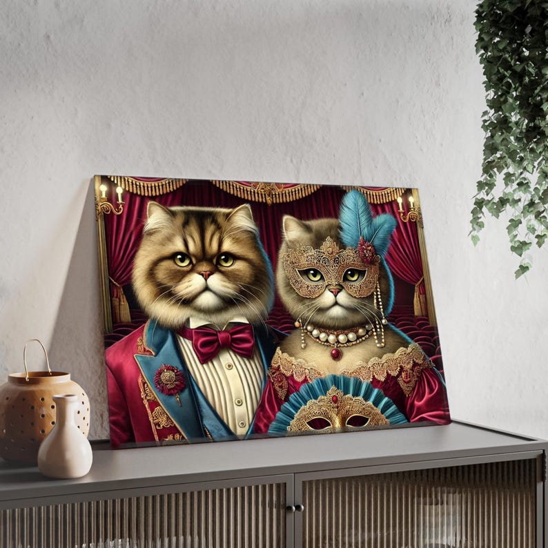 Custom Rococo Cat Couple Portrait – Printable Digital Pet Art in Pink ...