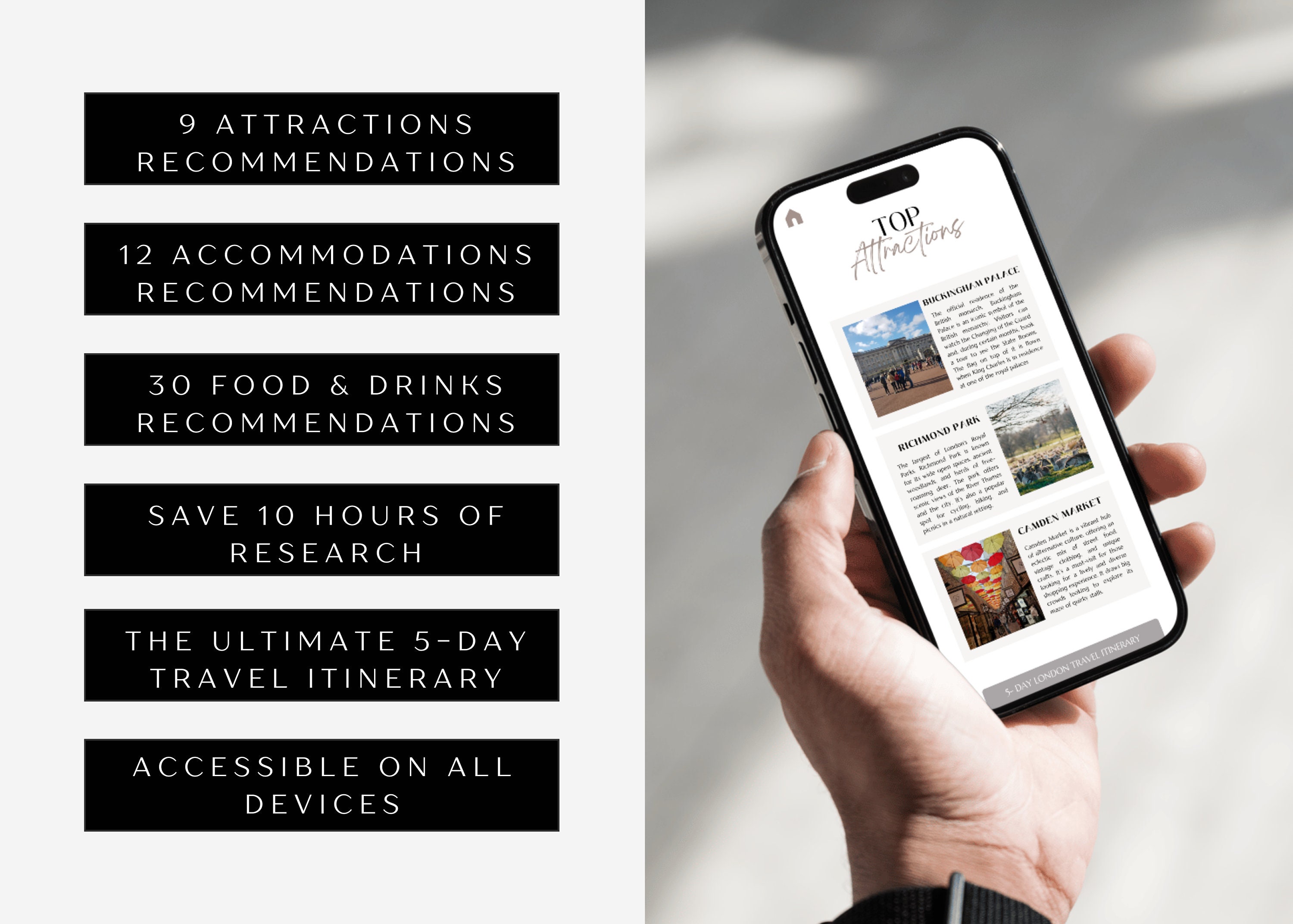 Travel Itinerary London Template Editable Travel Planner London Mobile ...