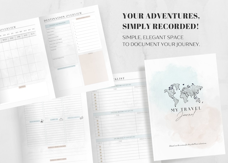 Customizable Travel Journal: 19-page Trip Planner (digital Download) - Etsy