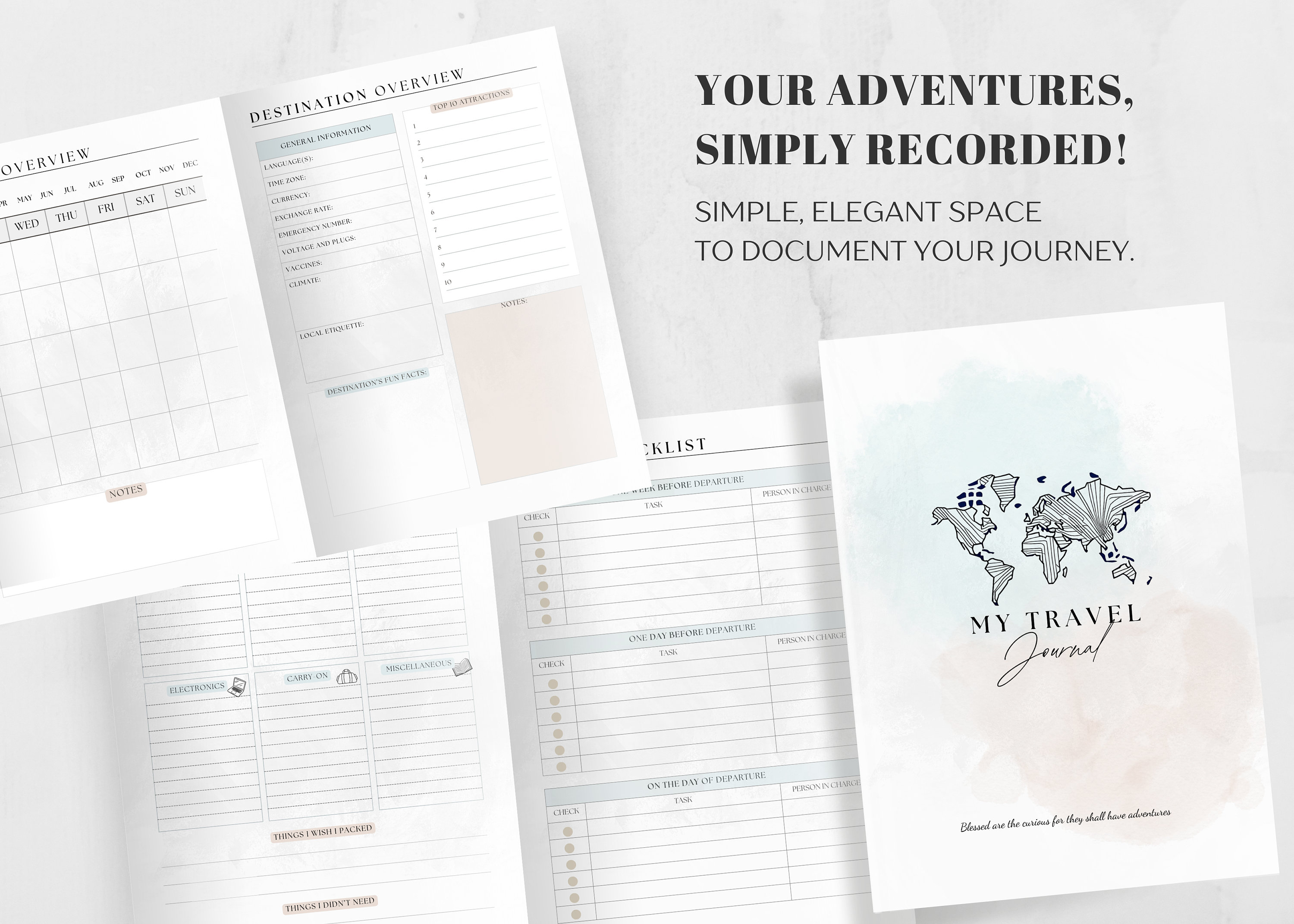 Travel Journal Template Vacation Planner Digital Trip Diary ...
