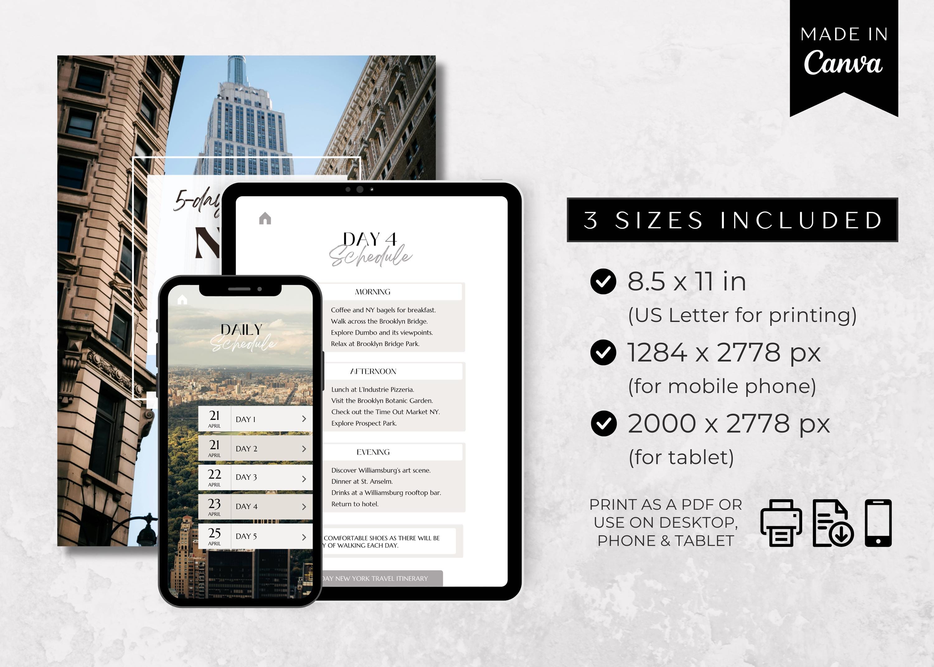 NYC: Travel Itinerary New York Travel Guide Editable Travel Template ...