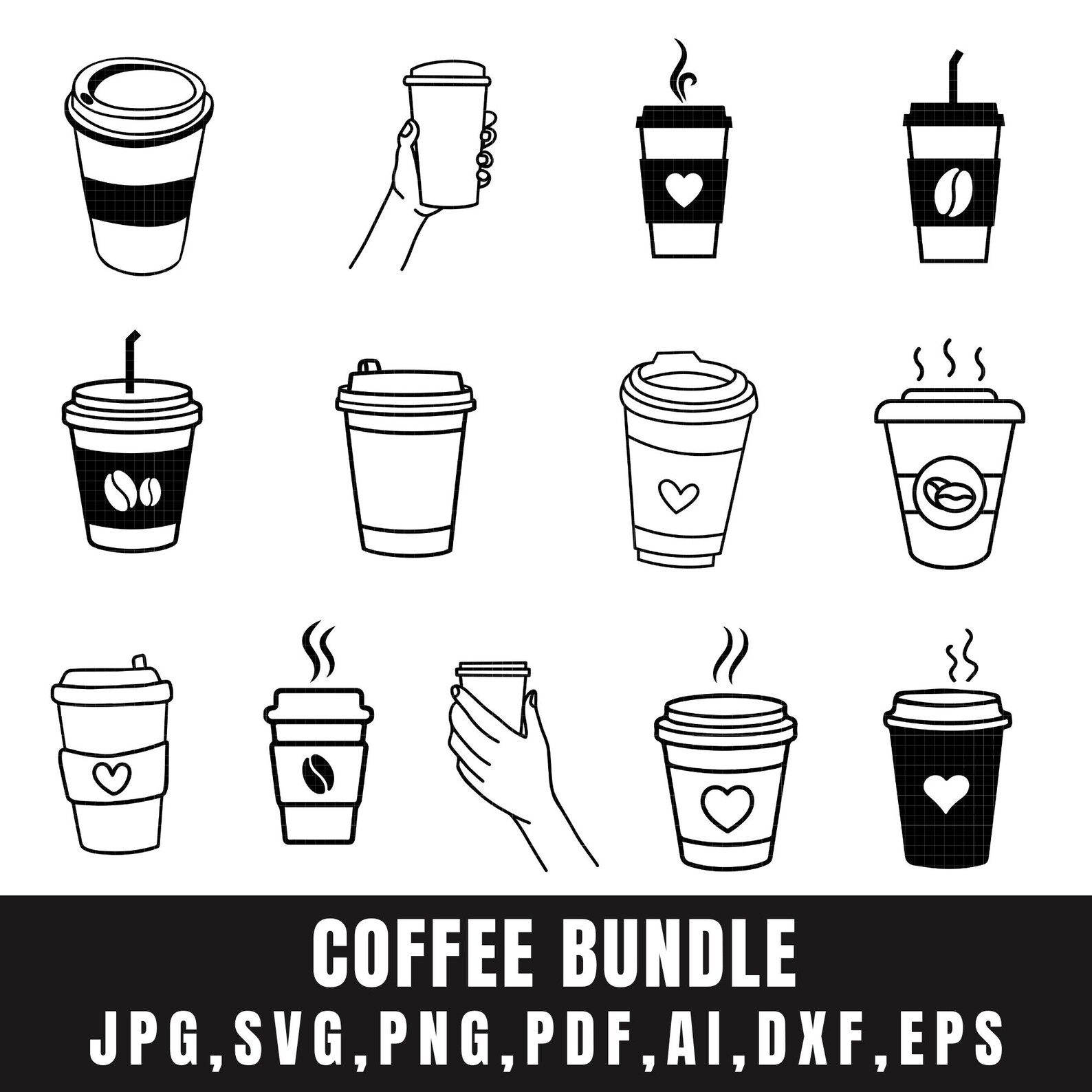 Coffee Cup Svg Bundle, Coffee Mug Svg, Coffee Svg, Coffee Lovers, Tea ...