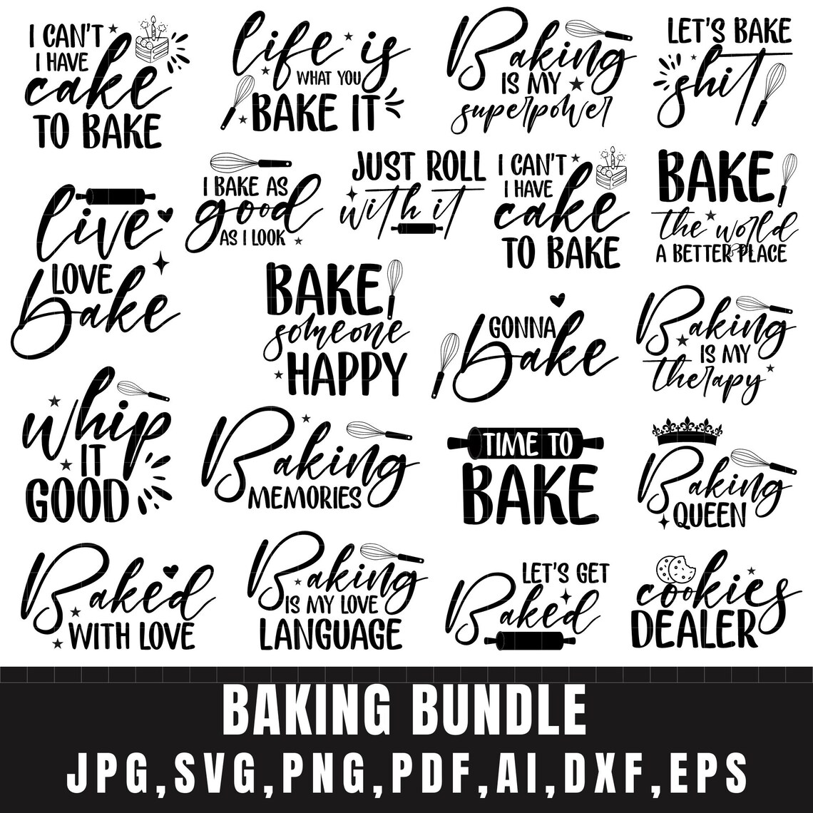 Baking Quotes Svg Bundle, Funny Baking Svg, Baking Queen Svg, Cricut ...