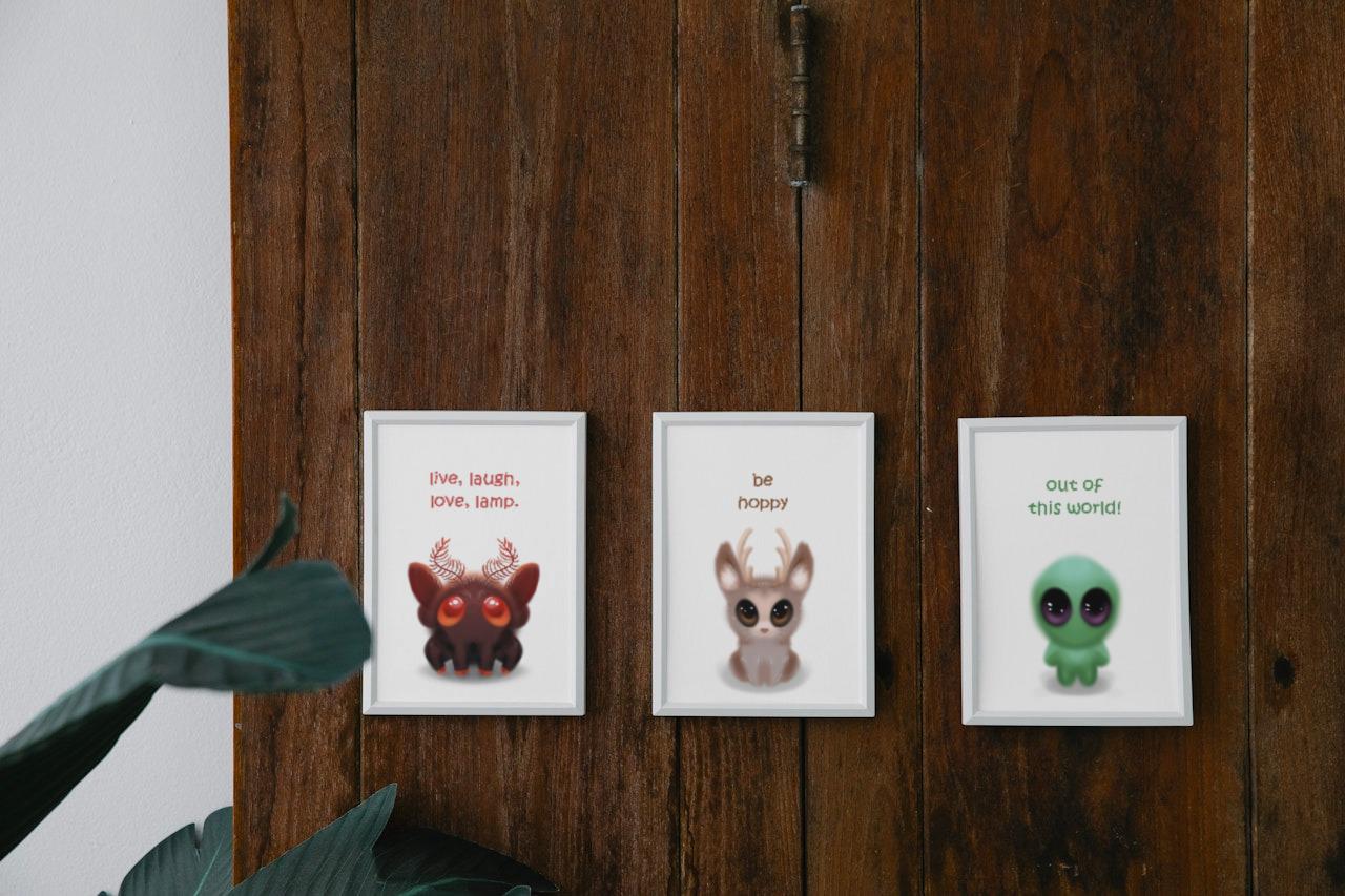 Cryptid Cute Printable Poster Bundle Mothman, Yeti, Alien Nursery ...