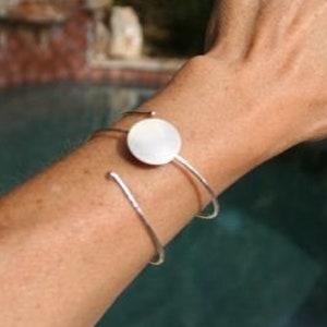 Springy Bracelet Blank- Adjustable Sterling Silver Bangle Cuff W Glue ...