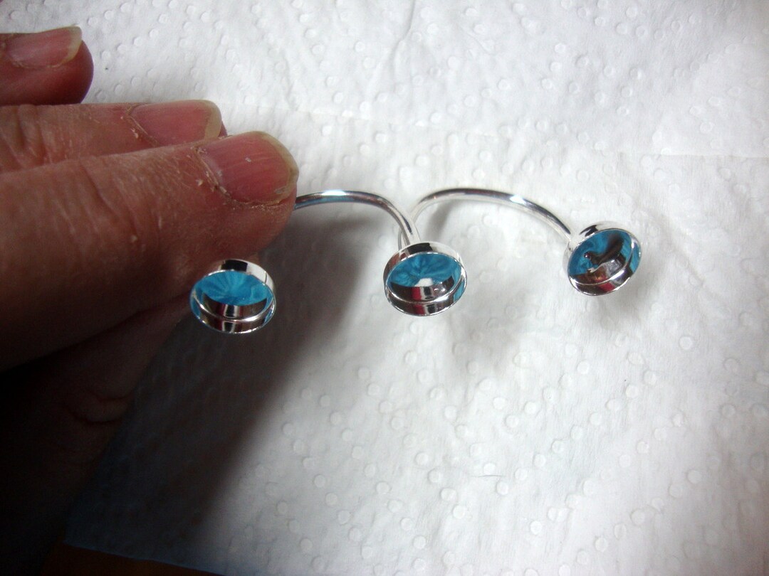 Two Finger Ring Blank With Bezel Cups - .925 Sterling Silver Eco ...