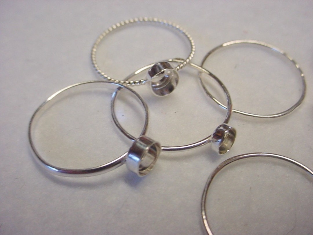 Set of 5 Ring Blanks 16ga With Bezels 2 Mm 3,4,5,6,7,8 9 10 to 25 5x3 ...