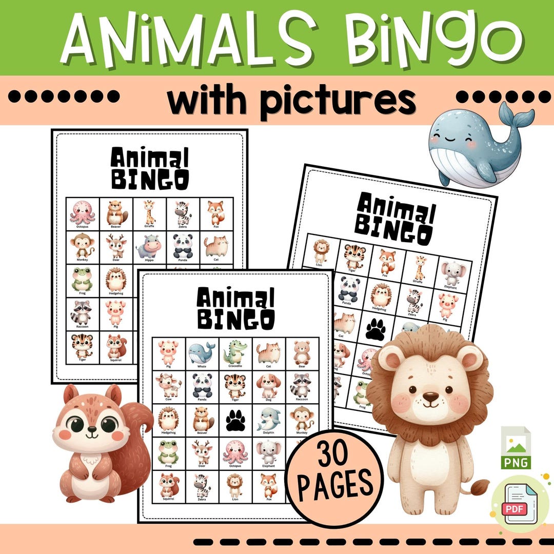 Animals Bingo Card, Bingo Game, Family Game Night, Homeschool ...
