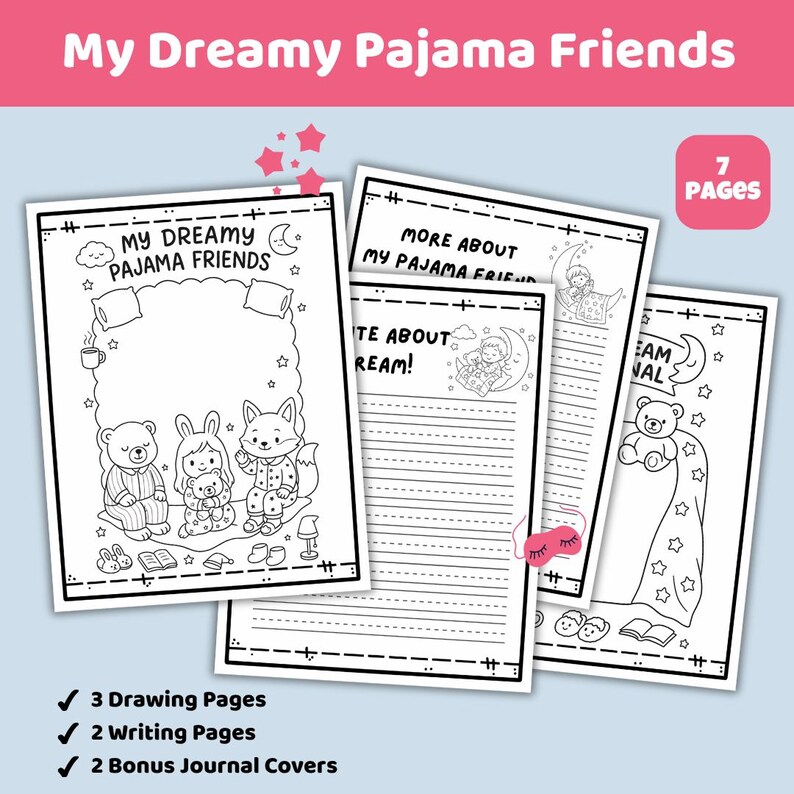 Pajama Day Writing and Drawing Printable | Dream Journal for Kids ...