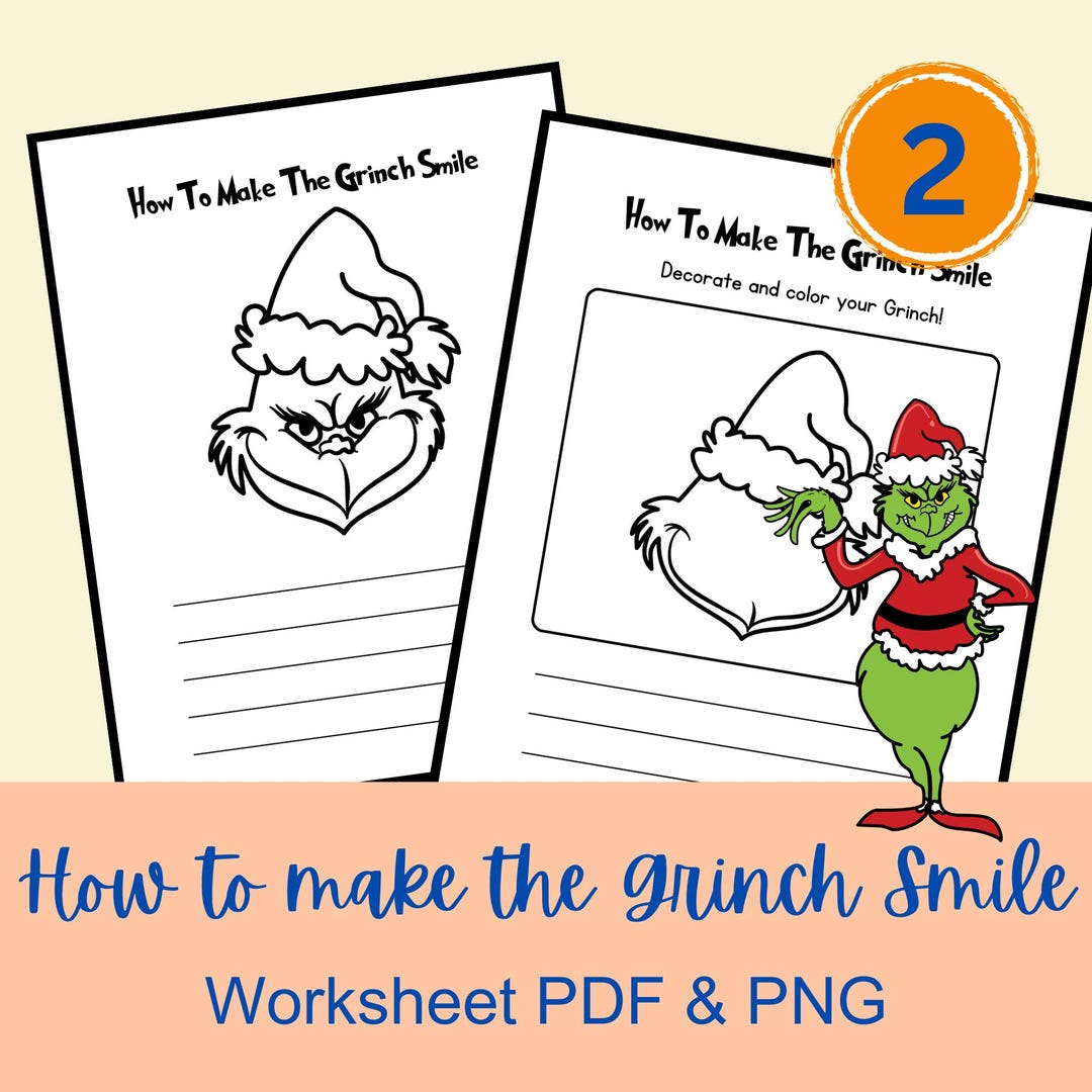 How to Make the Grinch Grin 2 Page, Christmas Worksheet, Grinch Smile ...
