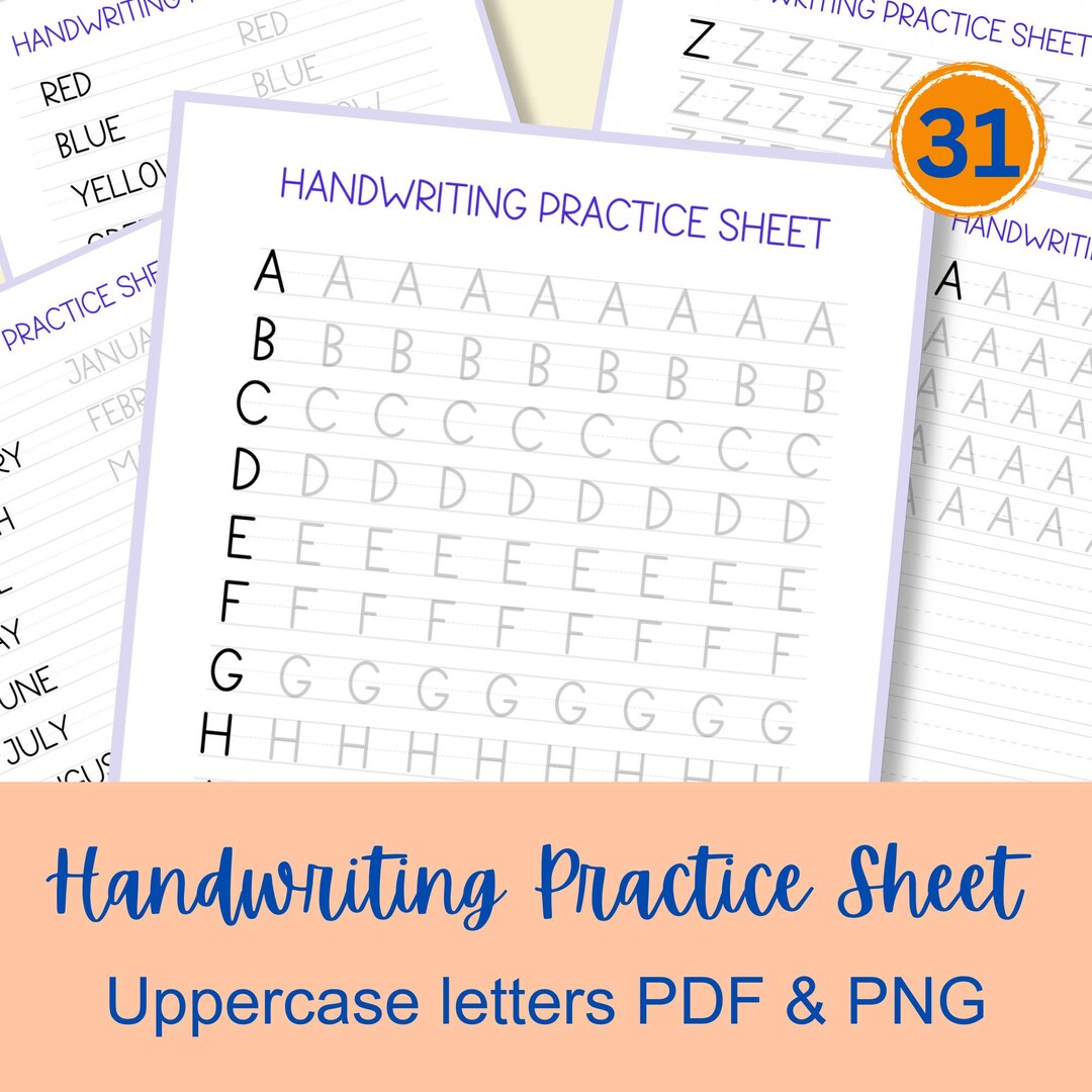 Handwritten Scribble Worksheets 31 Page, Hand Lettering Alphabet ABC ...
