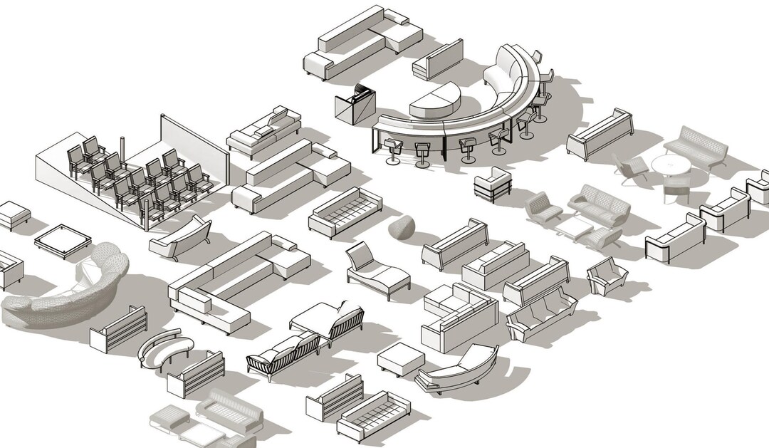 90 Revit Models | Living Room Furniture Pack (2019) - Etsy