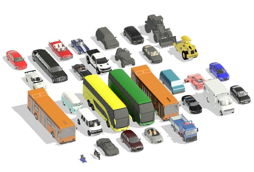 REVIT FAMILY Pack 315 Transport Models (cars - Motorcycles - Trucks ...