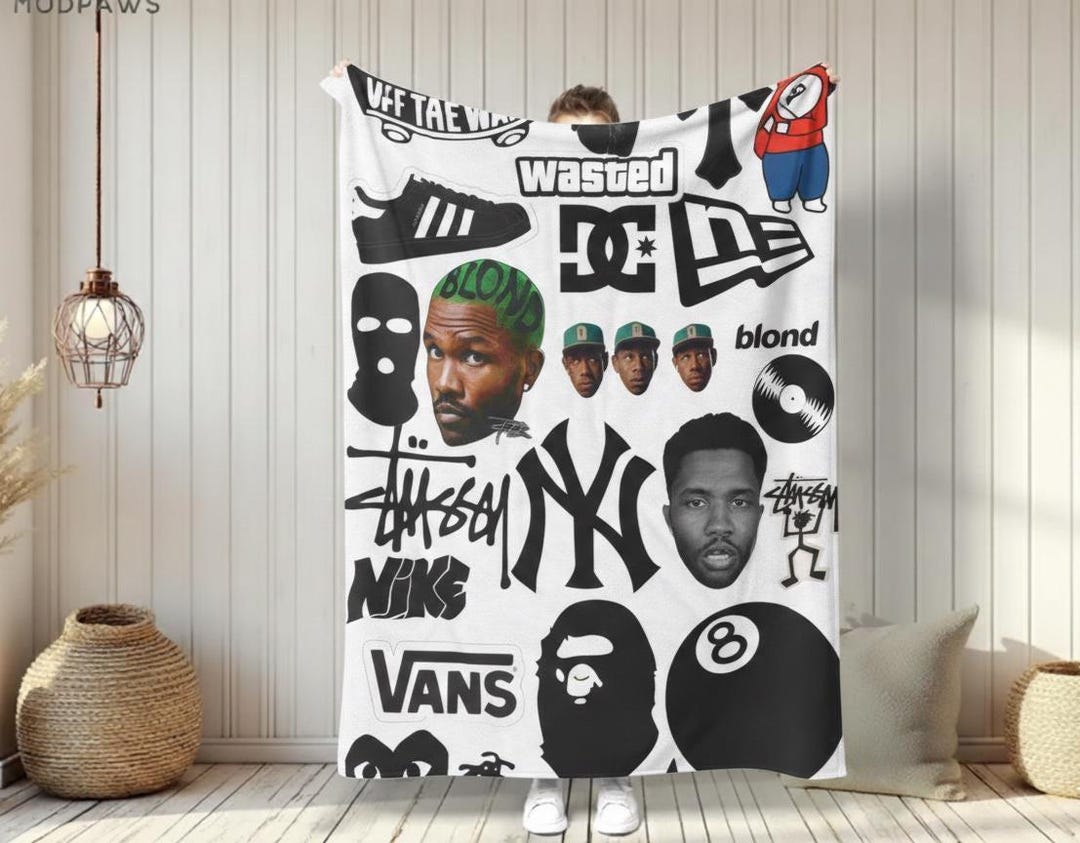 Frank Ocean Sticker Collage Velveteen Plush Blanket | Streetwear Logos ...