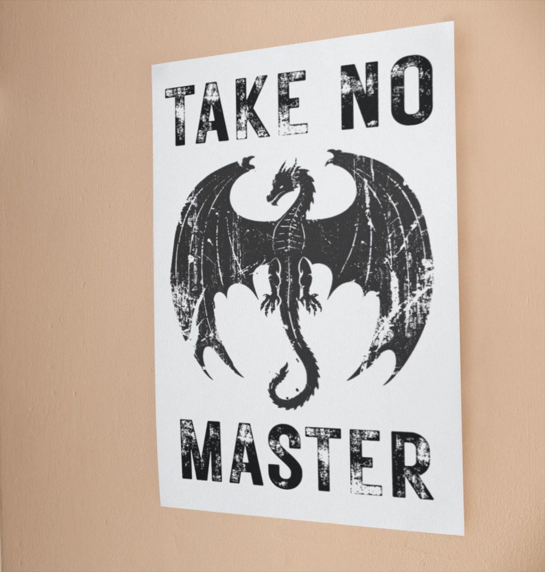 Rebel Dragon Poster, Take No Master Room Poster, Gothic Minimalist ...