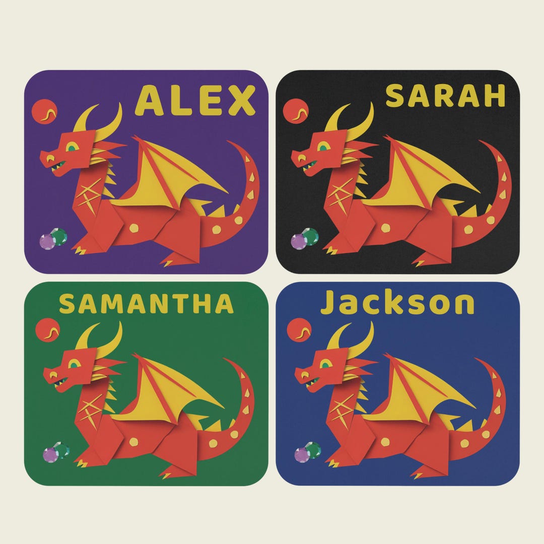 Kinds Custom Name Red Dragon Mouse Pad - Children's Computer Accessory ...