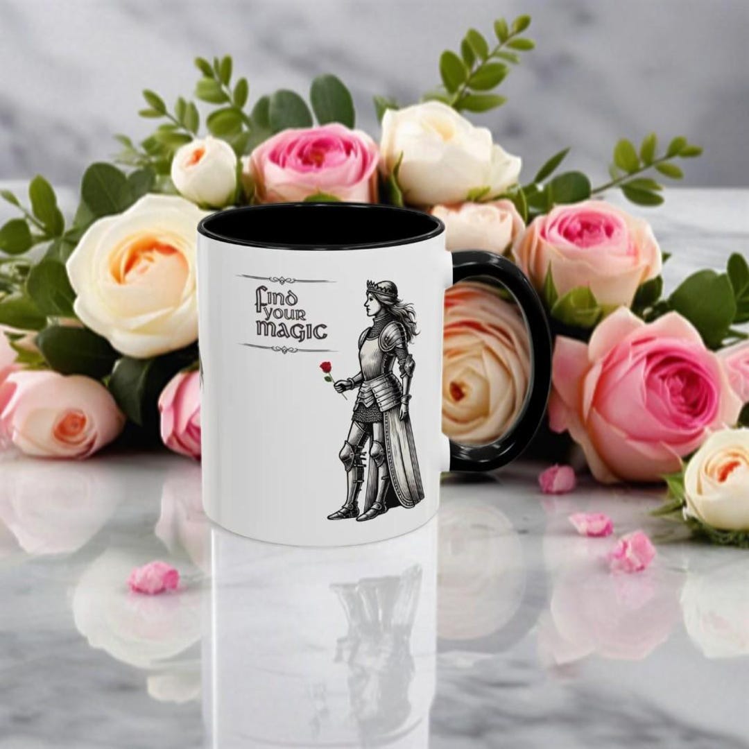 Medieval Fantasy Mug - Knight & Queen Coffee Cup - Dragon Moon Seal ...
