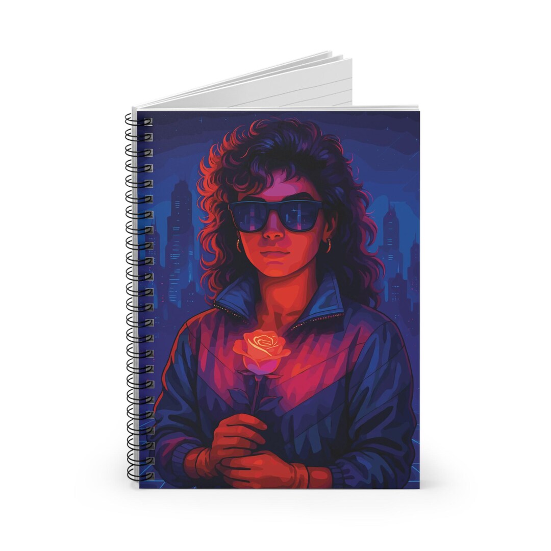 Cyberpunk Girl Notebook – Retro Vaporwave Journal – Neon City Spiral ...