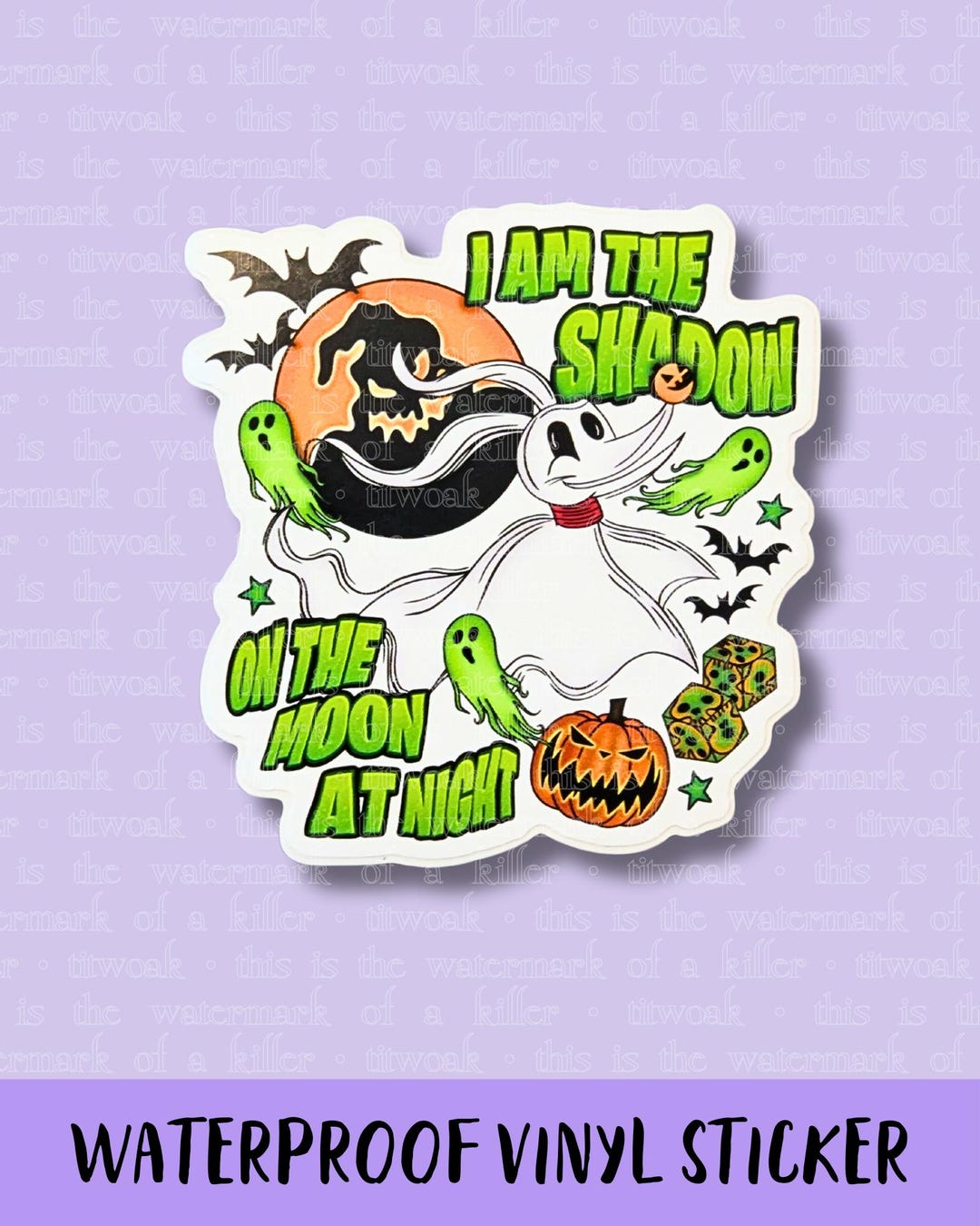 Zero and Oogie Boogie Sticker Halloween Ghost Dog Spooky Kindle Decal ...