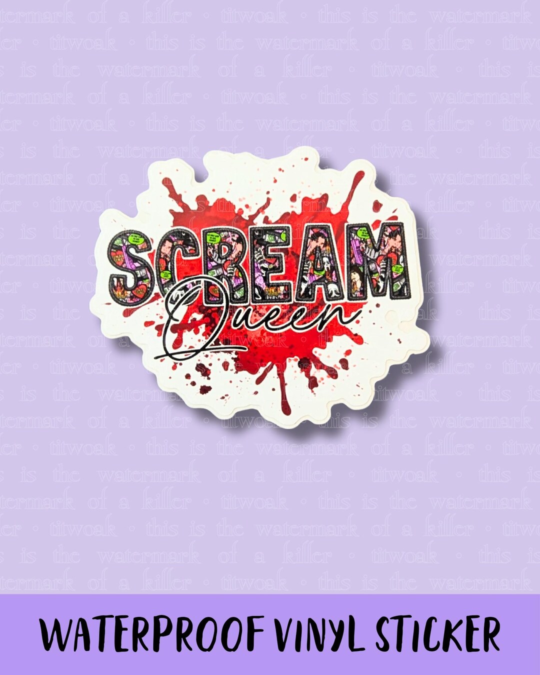 Scream Queen Horror Movie Sticker, Retro Horror Decor, Scary Movie ...