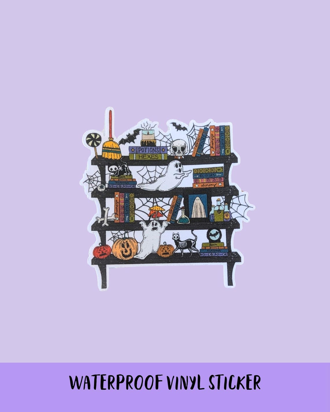 Halloween Bookshelf Sticker - Haunted Bookshelf Sticker, Kindle ...