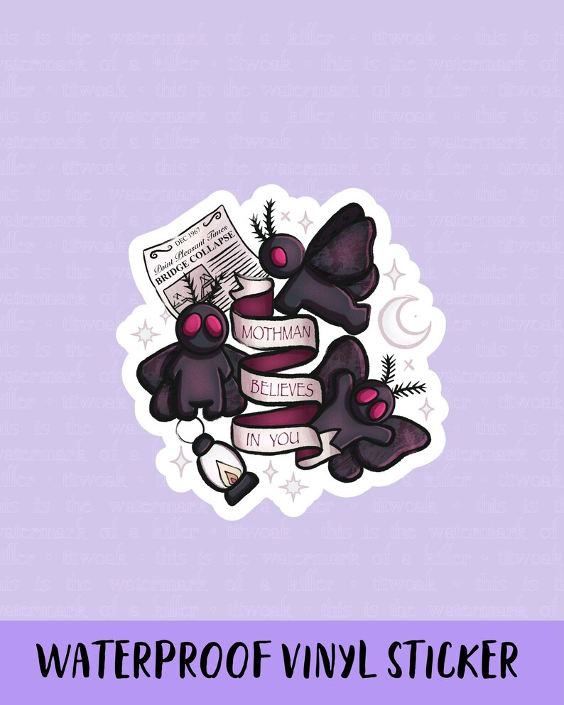 Vintage Mothman Believes in You Sticker | Retro Mothman Design ...