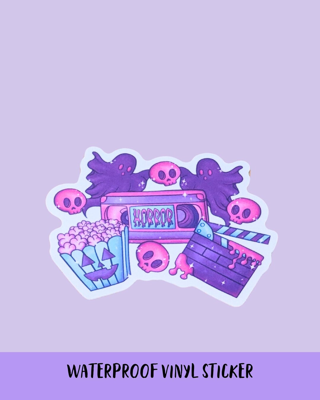 Pink & Purple Girly Horror Movie Sticker | Cute Horror Aesthetic ...