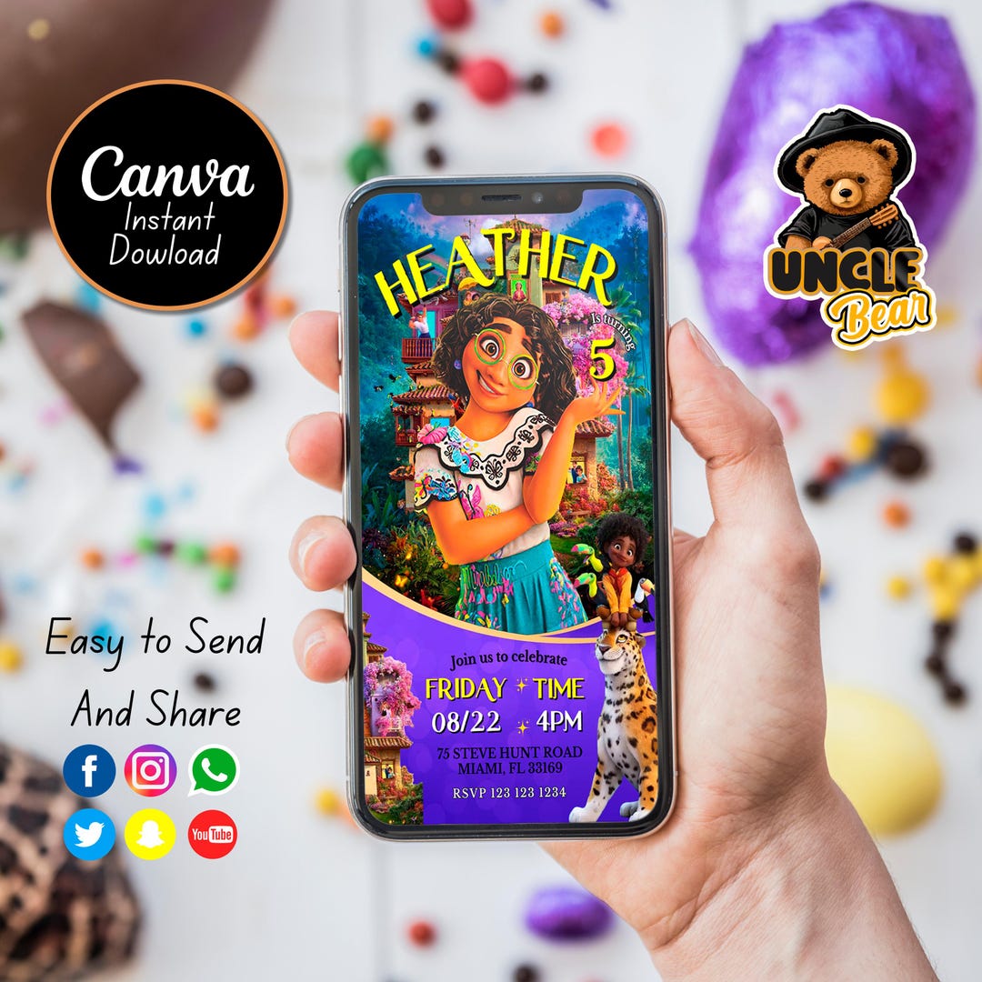 Encanto Mobile Birthday Invitation | Editable Encanto Birthday Party ...