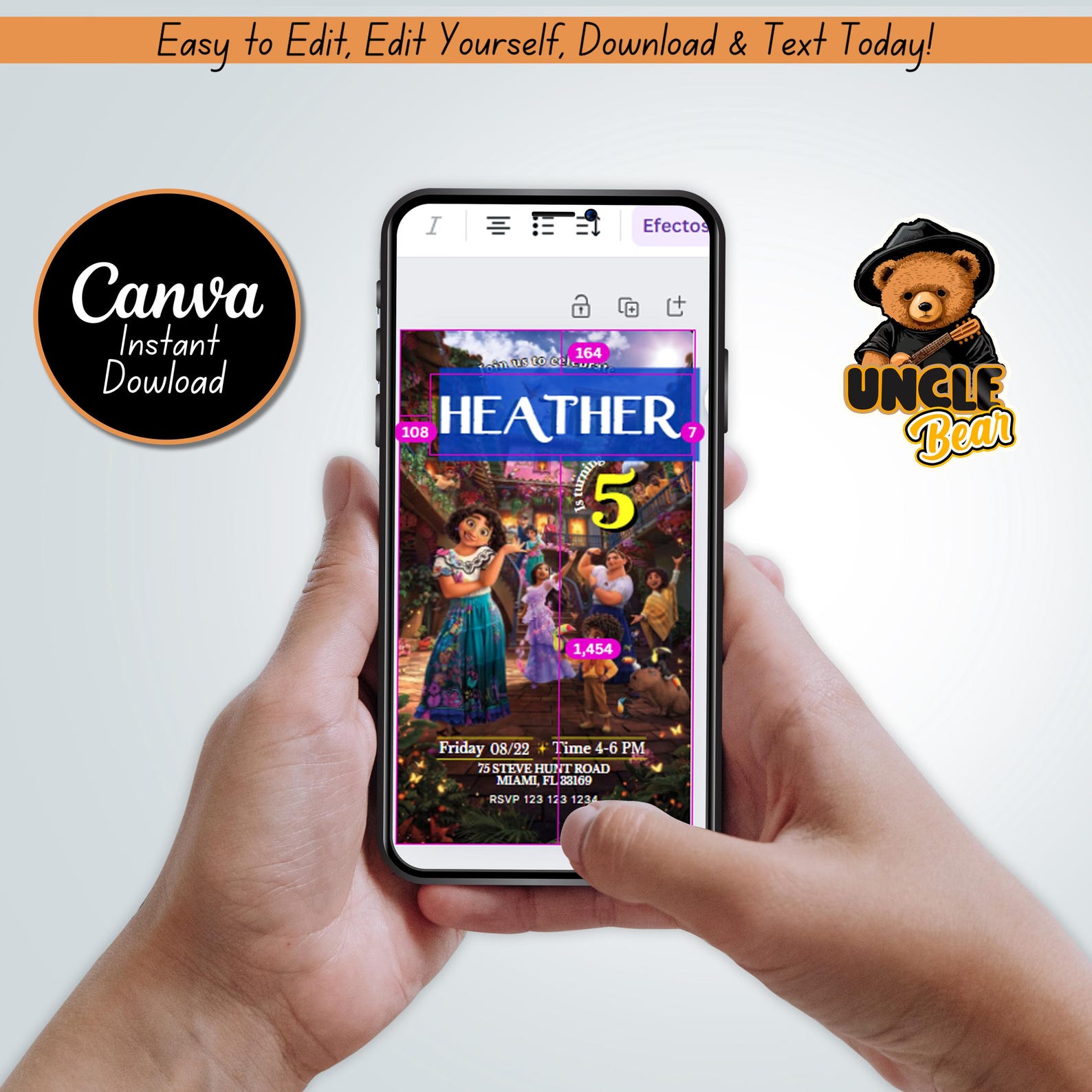 Encanto Mobile Birthday Invitation | Editable Encanto Birthday Party ...