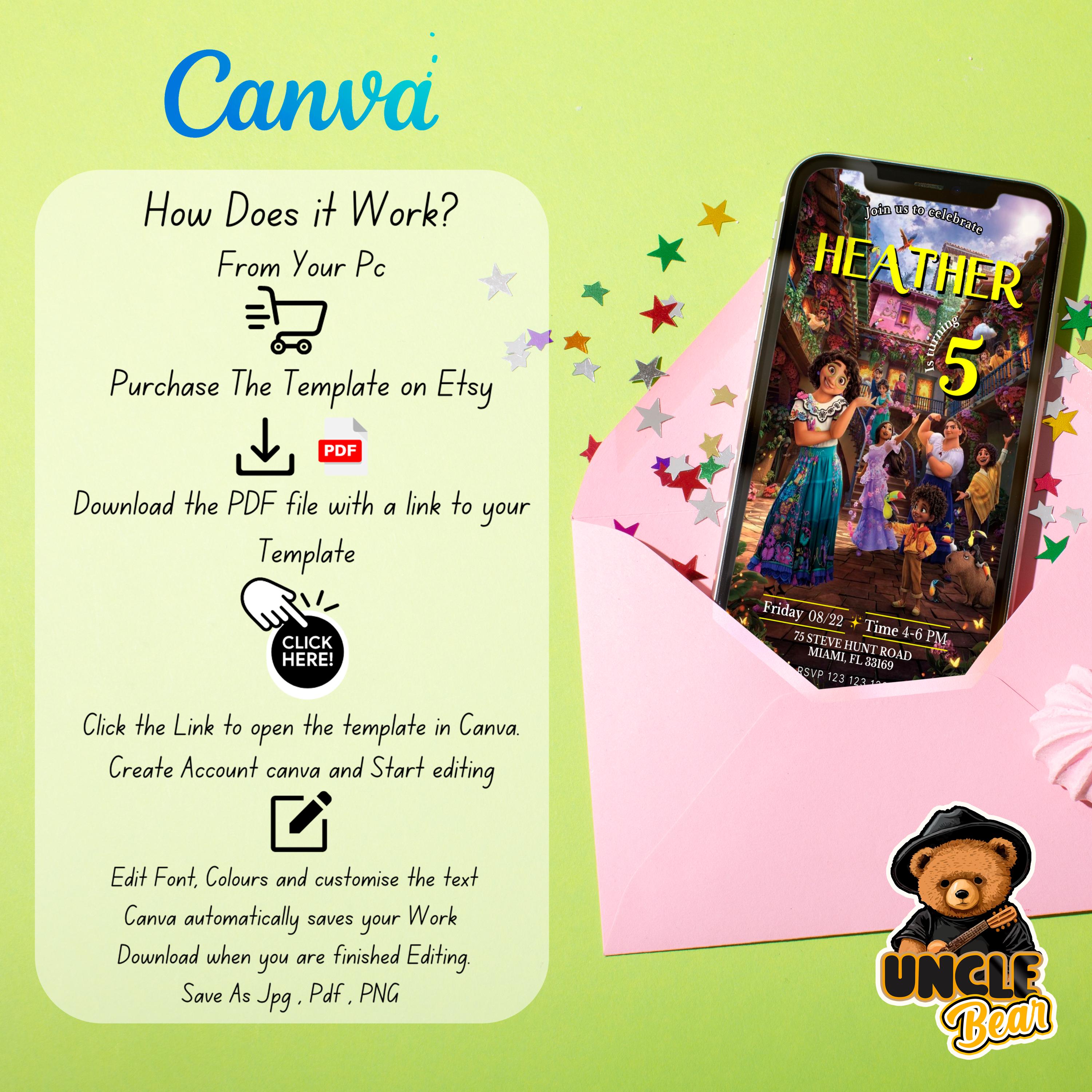 Encanto Mobile Birthday Invitation | Editable Encanto Birthday Party ...