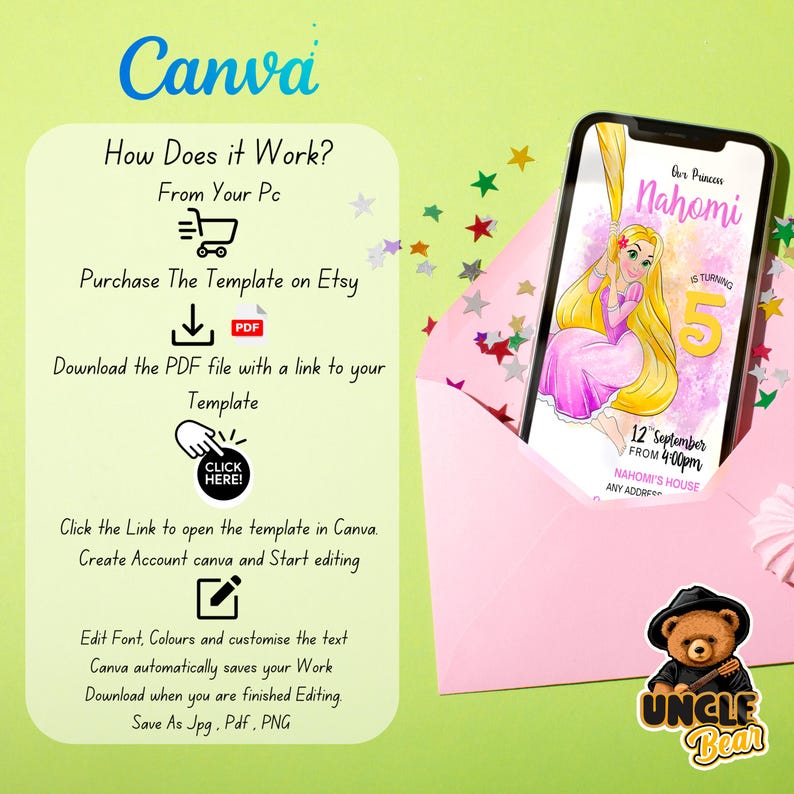 Tangled Digital Birthday Invitation, Tangled Birthday Party Mobile ...