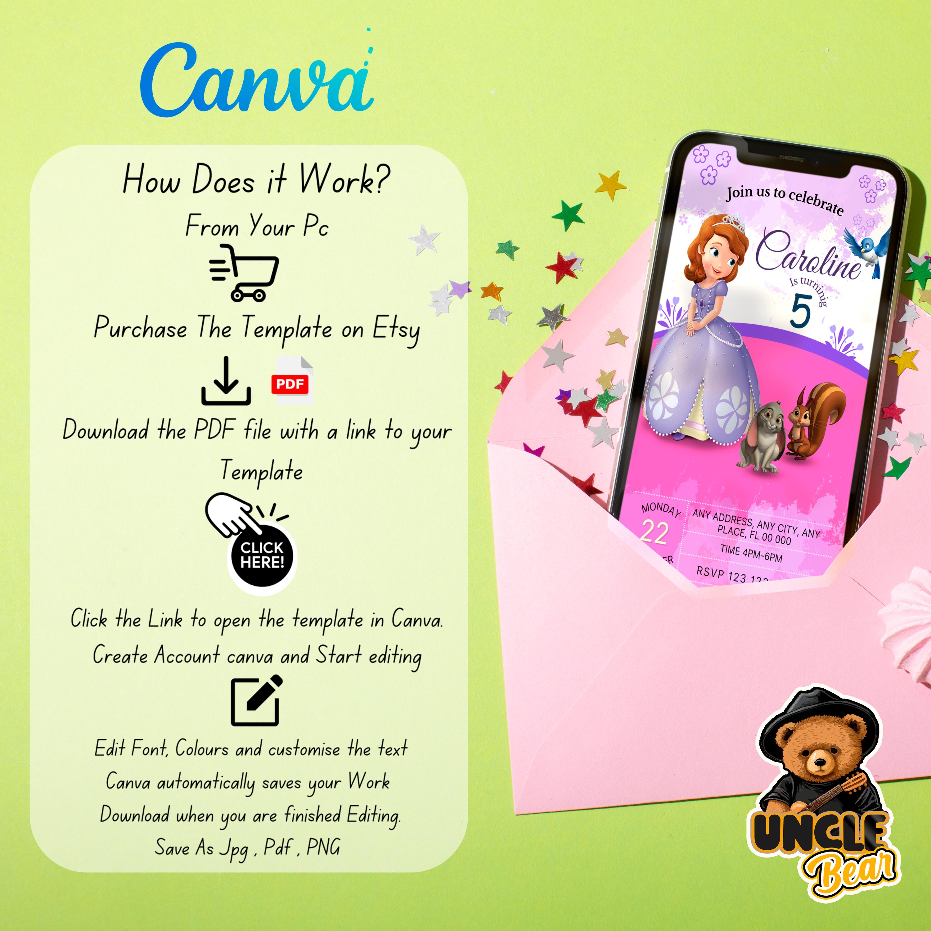 Editable Sofia The First Invitation Sofia The First Birthday Party 2955