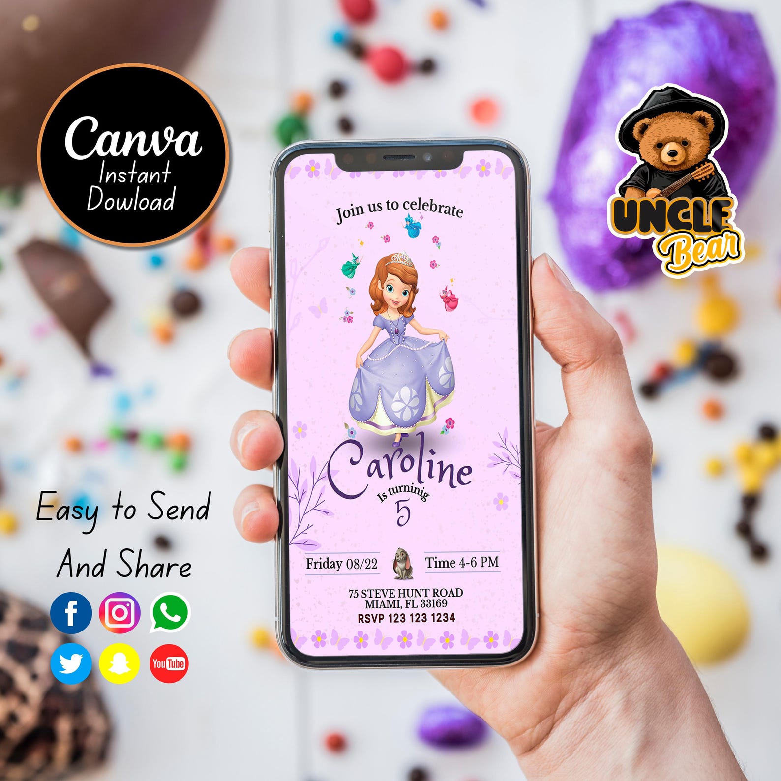 Editable Sofia the First Invitation, Sofia the First Birthday Party ...