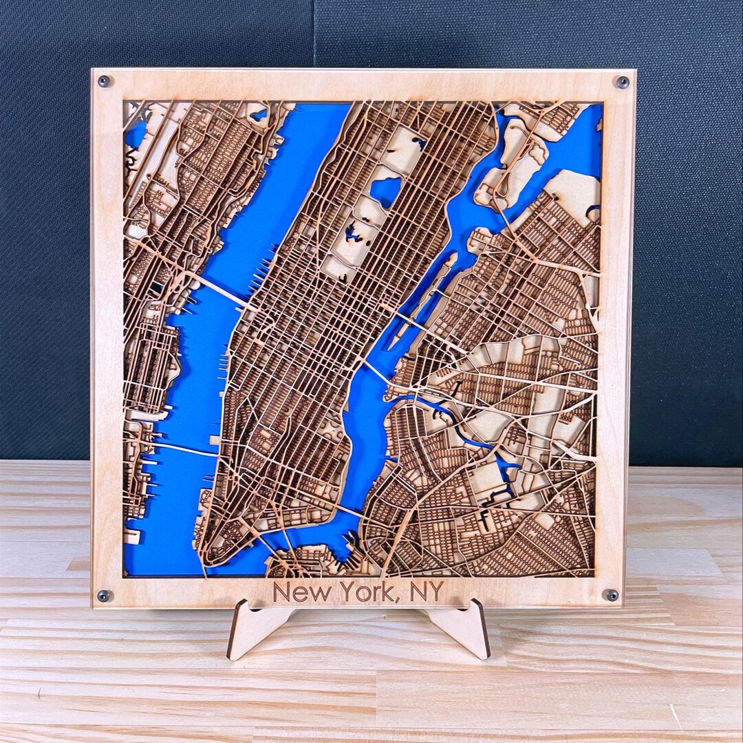 New York City Topographic Map – Laser Cut City Map Wall Art, Roads ...