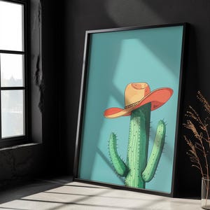 Cowboy Cactus Minimalism Print | Desert-inspired Art | Semi-gloss ...