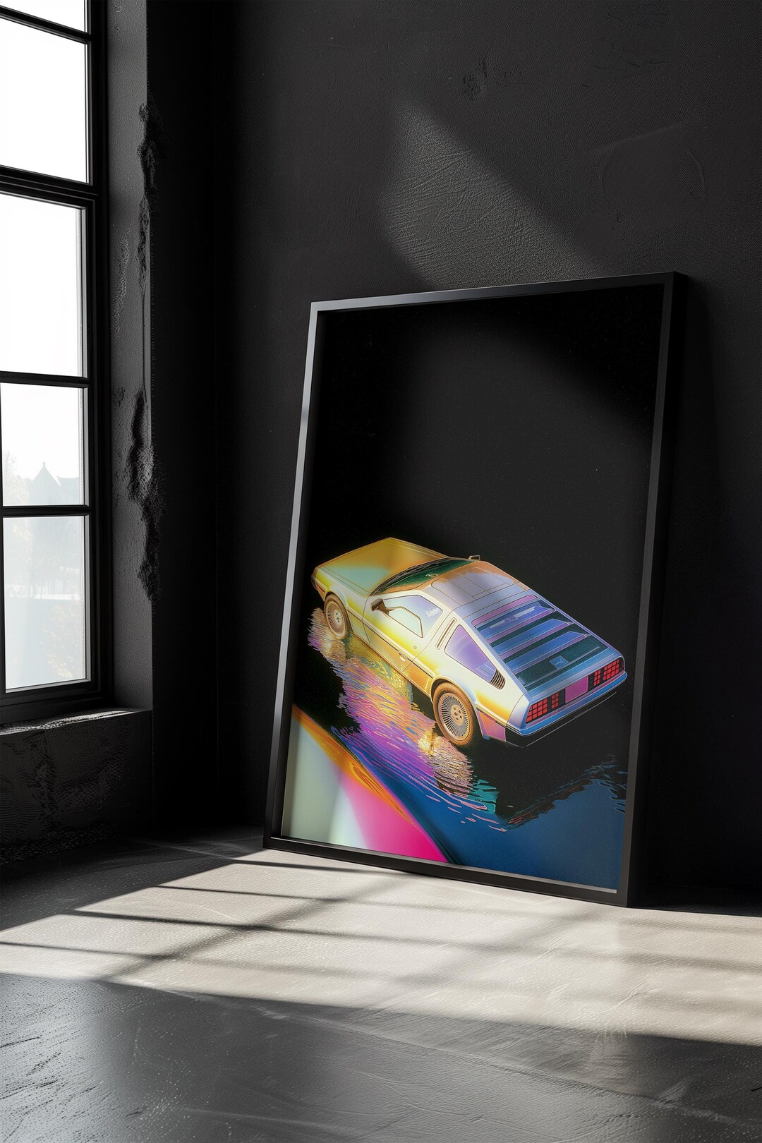 Ethereal Classic Delorean Wall Art - Retro Futuristic Car Poster ...