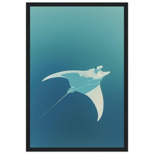 Manta Ray Poster Pastel Blue and White Gradient Minimalist Design Semi ...