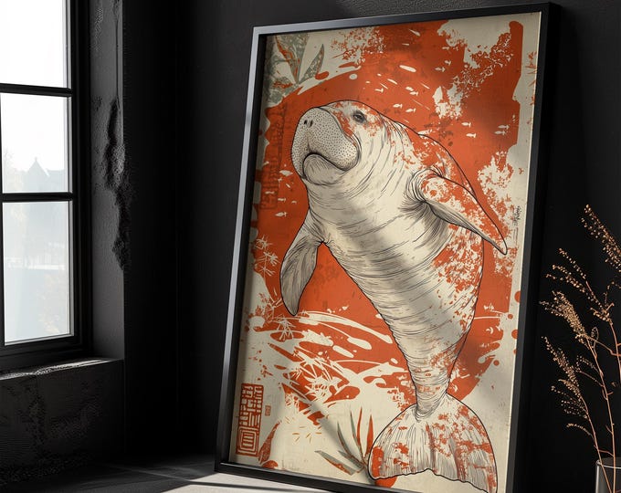Manatee Print, Manatee Poster, Sea Life Art, Nursery Decor, Kids Room ...
