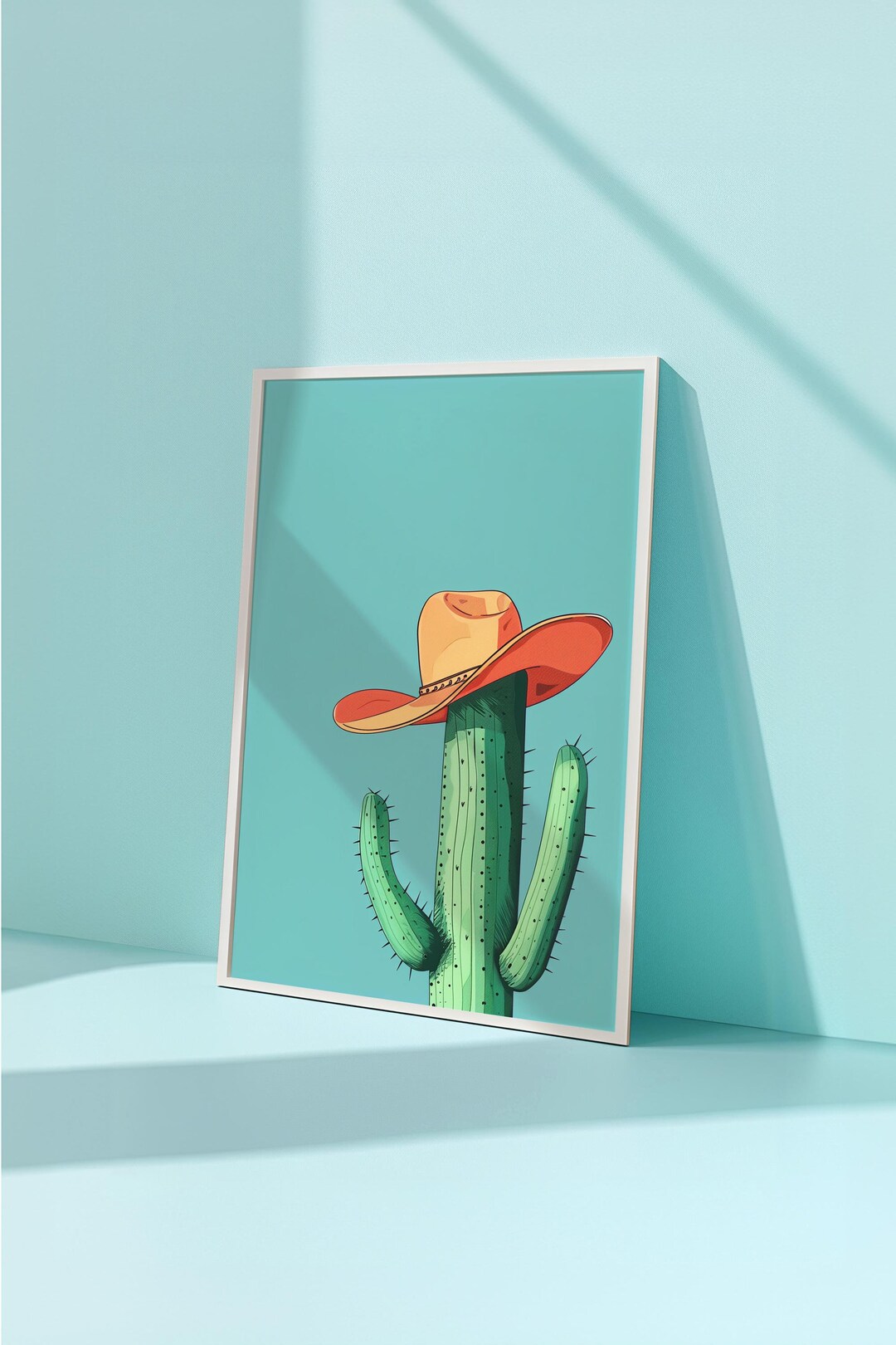 Cowboy Cactus Minimalism Print | Desert-inspired Art | Semi-gloss ...