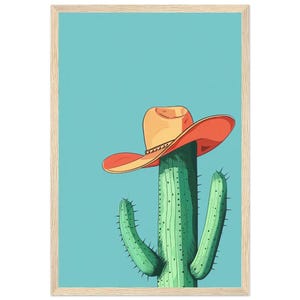 Cowboy Cactus Minimalism Print | Desert-inspired Art | Semi-gloss ...