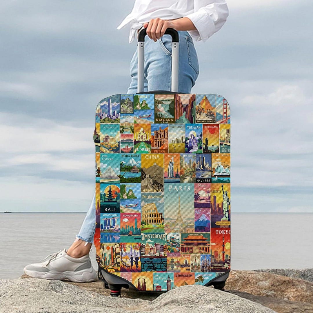 Colorful Word Famous Travel Bag Covers Luggage Covers Luggage Cover ...