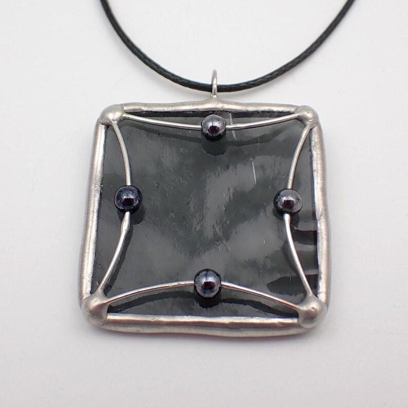 Electron Shadow - Stained Glass Pendant With Black Necklace Cord or ...