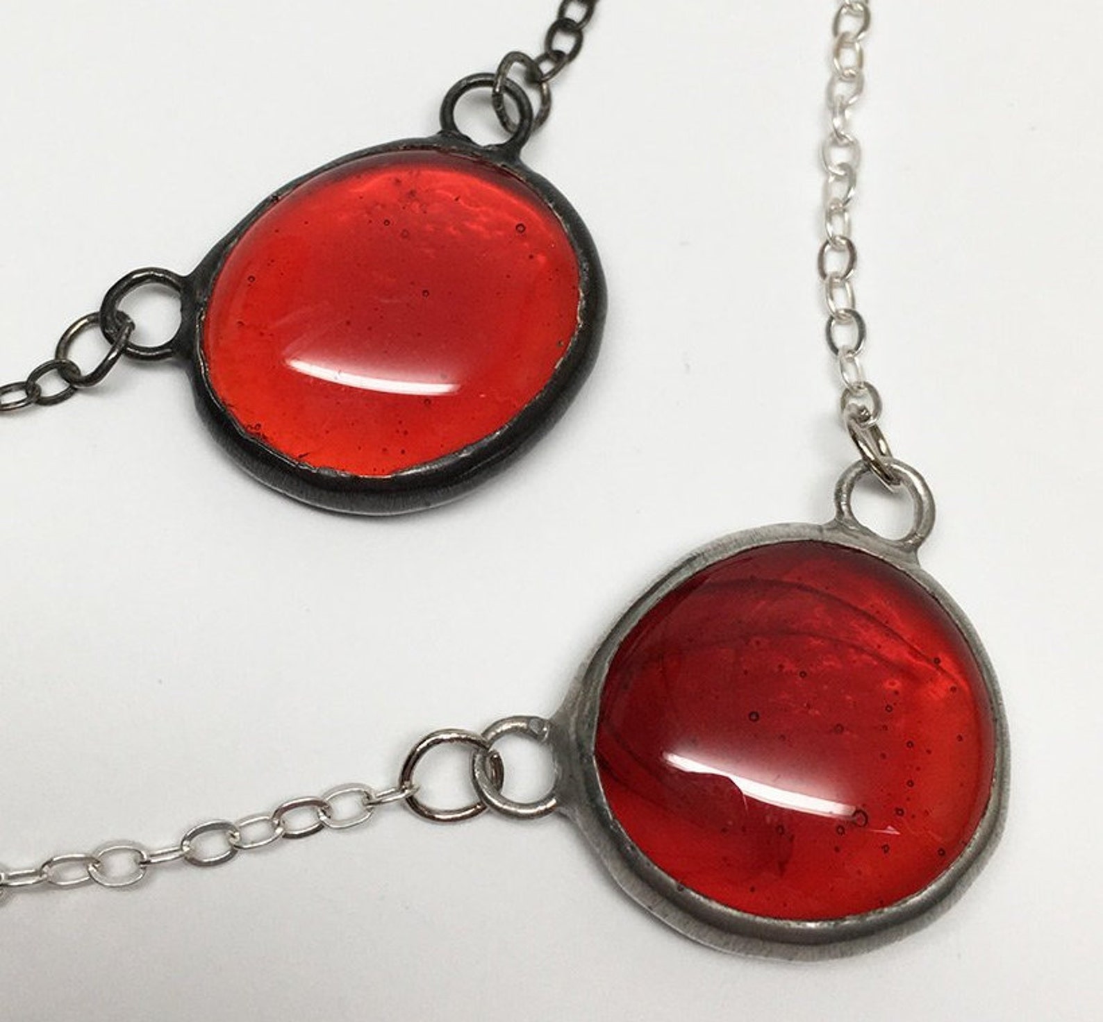 Red Droplet Small Stained Glass Nugget Necklace With - Etsy