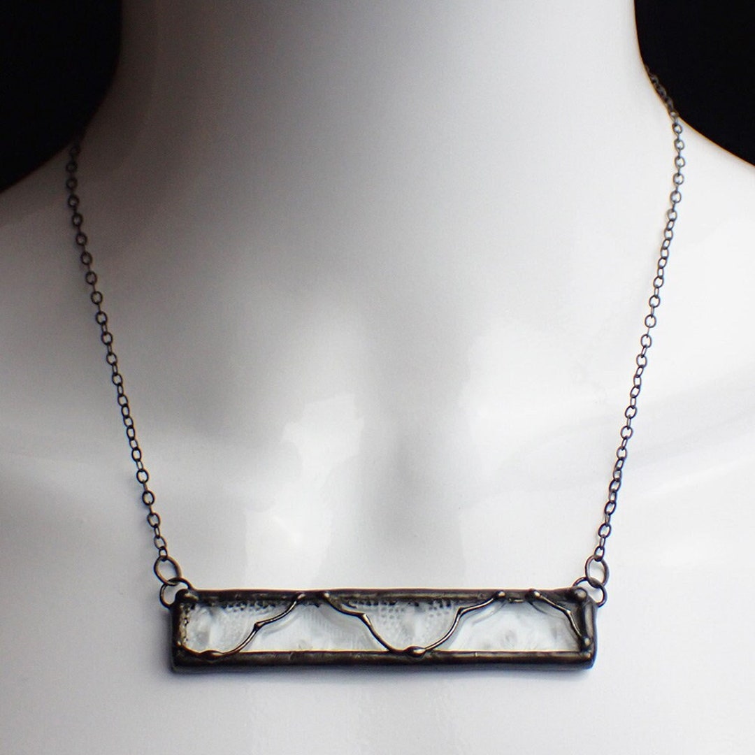 Crystallized - Stained Glass Necklace With Sterling Silver Chain - Etsy